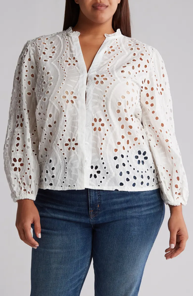 SB1300X Cotton Eyelet Button-Up Shirt – ForgottenGraceOnline