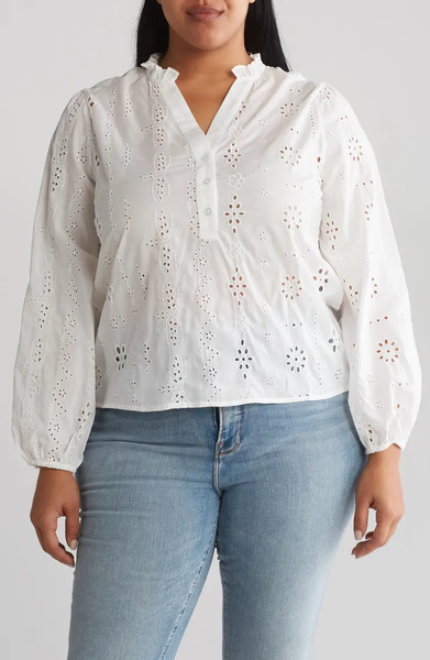 SB1327X Cotton Eyelet Button-Up Shirt – ForgottenGraceOnline